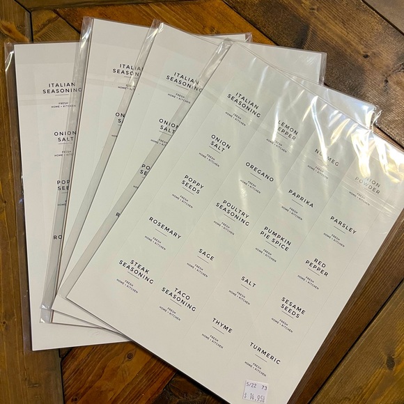 Kitchen | Nwt Seasoning Container Labels Price Per Pack 4 Stickers ...